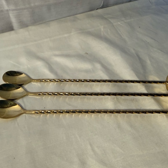 Dining | Vintage Gold Twist Cocktail Spoons Set Of 3 | Poshmark